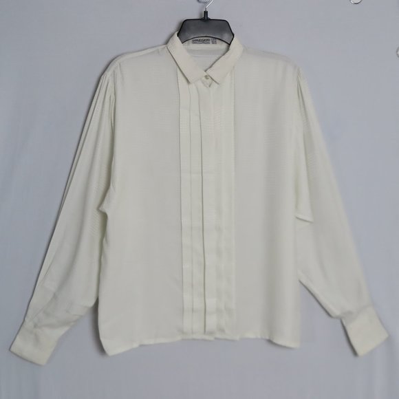 jaeger | Tops | Jaeger Vintage 8s Ivory Pleatfront Blouse | Poshmark